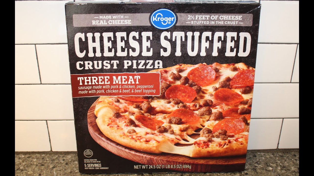 Kroger Cheese Stuffed Crust Three Meat Pizza Review - YouTube