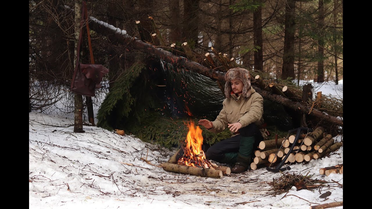 SOLO Two Days Winter Survival Challenge - Overnight Camping with ...
