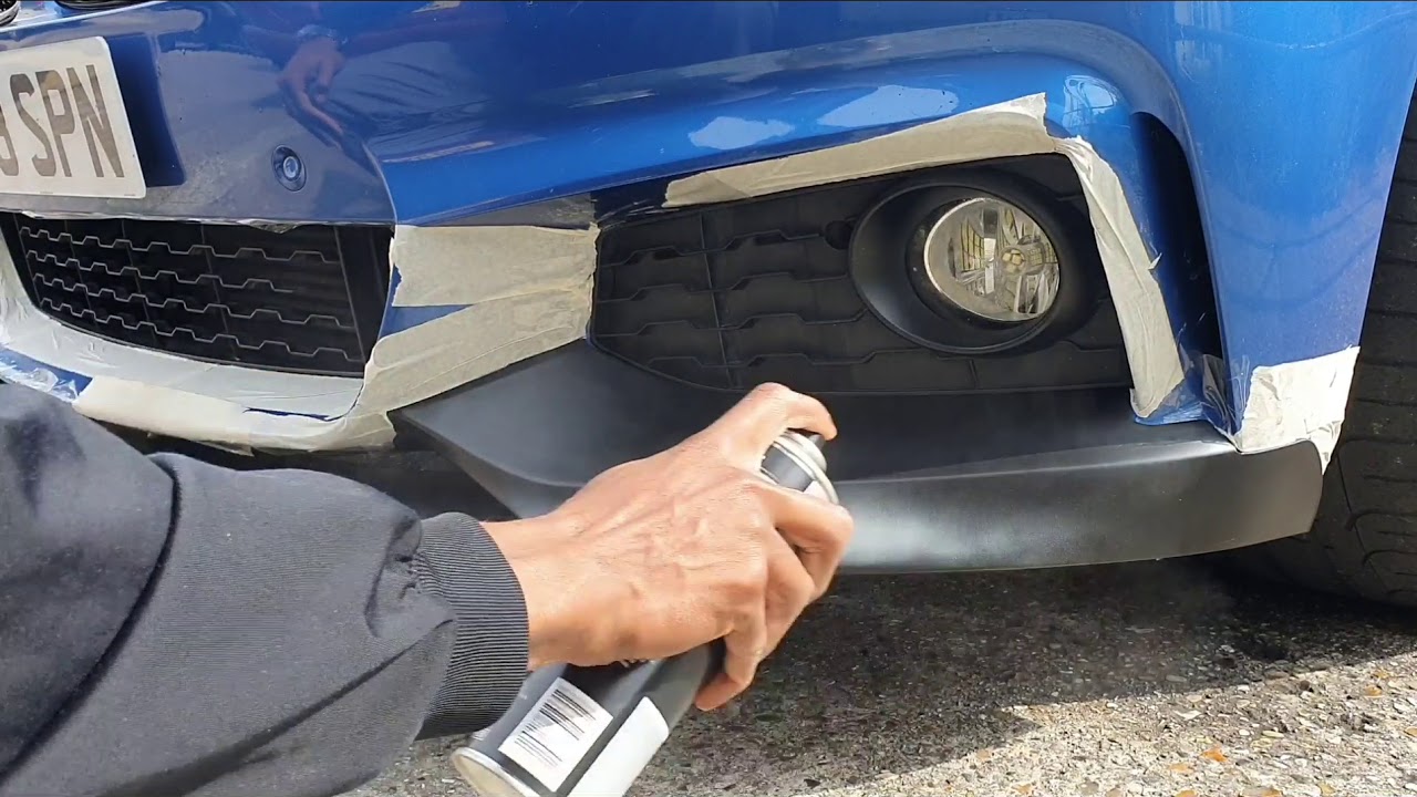 Painting my BMW *Front Splitter Gloss Black* - YouTube