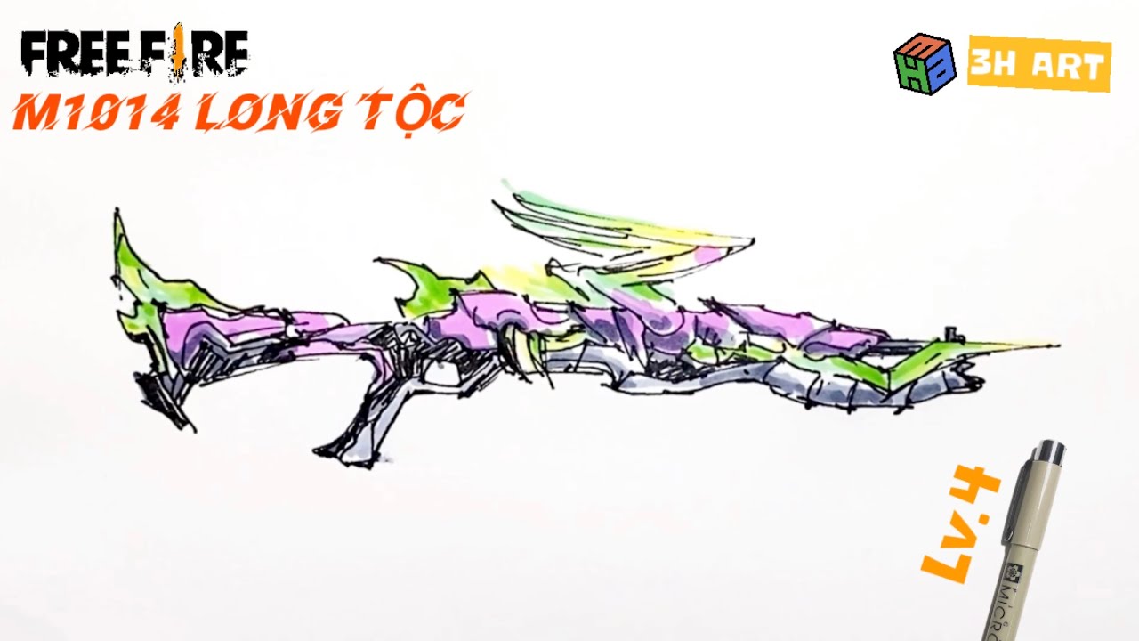 [Speed Drawing] Vẽ M1014 Long tộc Lv4 siêu nhanh | Free fire | How to ...