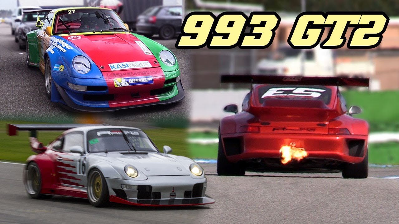 2x Porsche 993 GT2 - Turbo sounds and flames (Hockenheim 2018) - YouTube