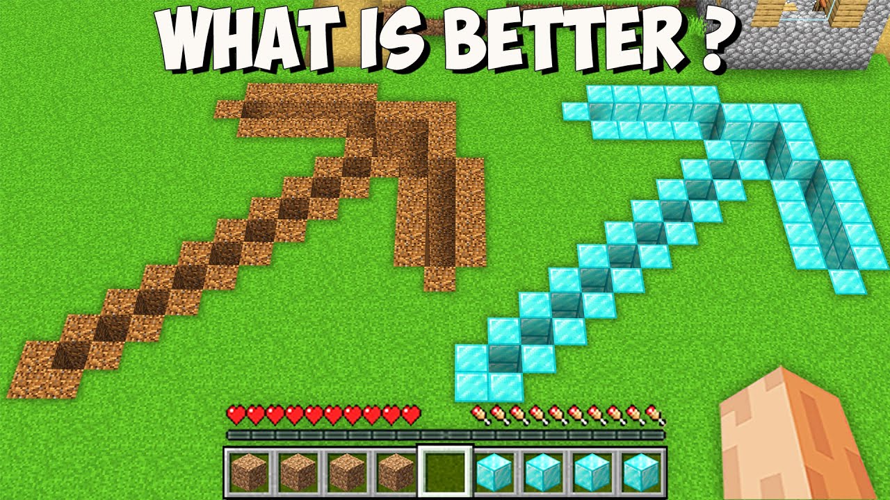 Which DEEPEST PICKAXE PIT DIRT vs DIAMOND is BETTER in Minecraft? I ...