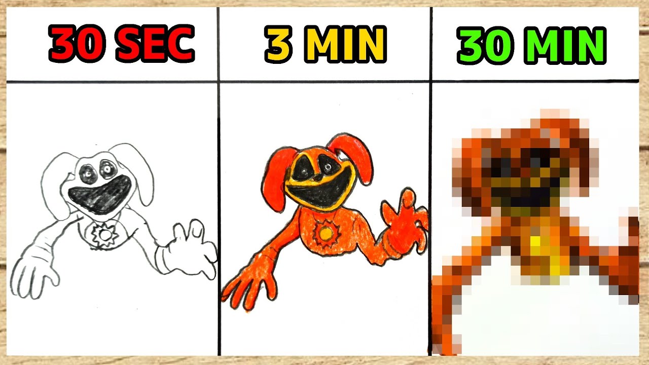 (New) Drawing DOGDAY In 30 Sec, 3 Min, 30 Min | Poppy Playtime Chapter ...