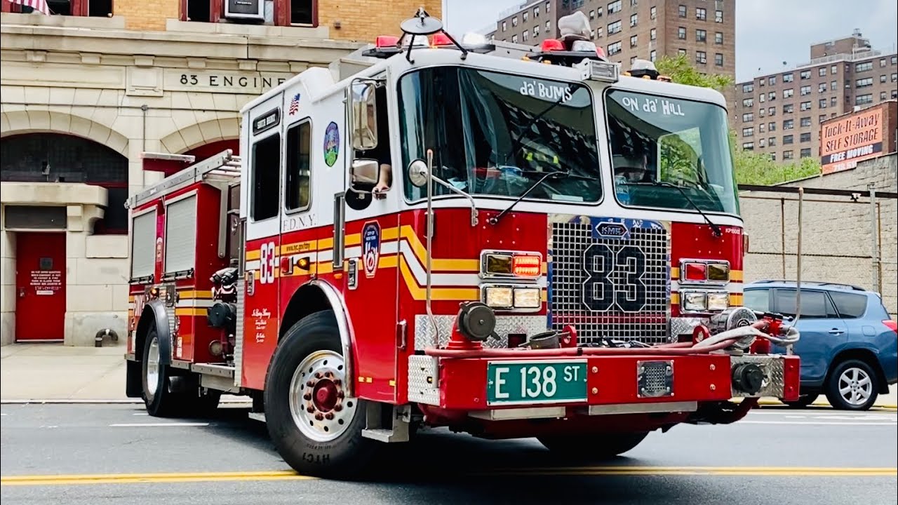 FDNY ENGINE 83 RESPONDING FROM QUARTERS ON 138TH STREET IN SOUTH BRONX ...