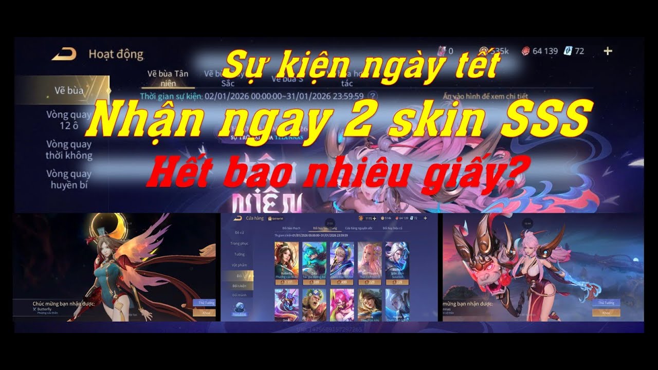Sự kiện tết, Mua 1 được 2 skin SSS cao cấp cùng Sự kiện vẽ bùa Tân niên ...