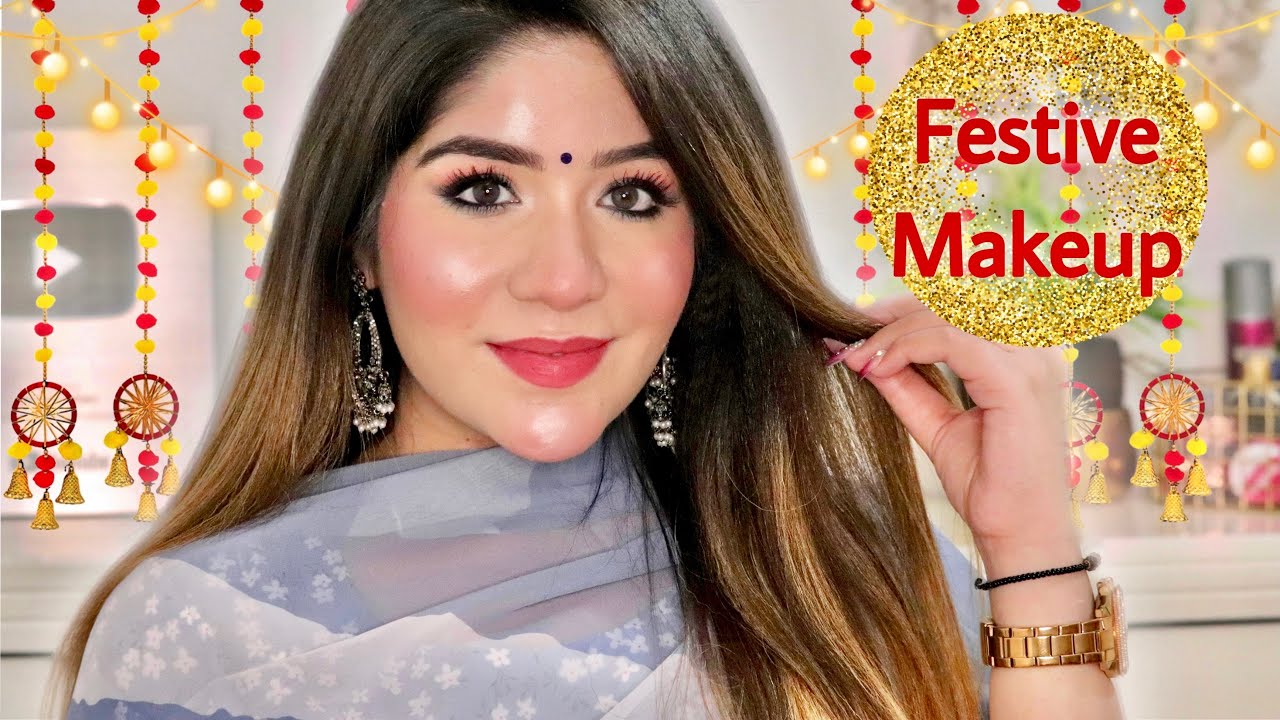 सिर्फ ₹ 200/- Festive Makeup Look | Indian Festive Makeup Tutorial - YouTube