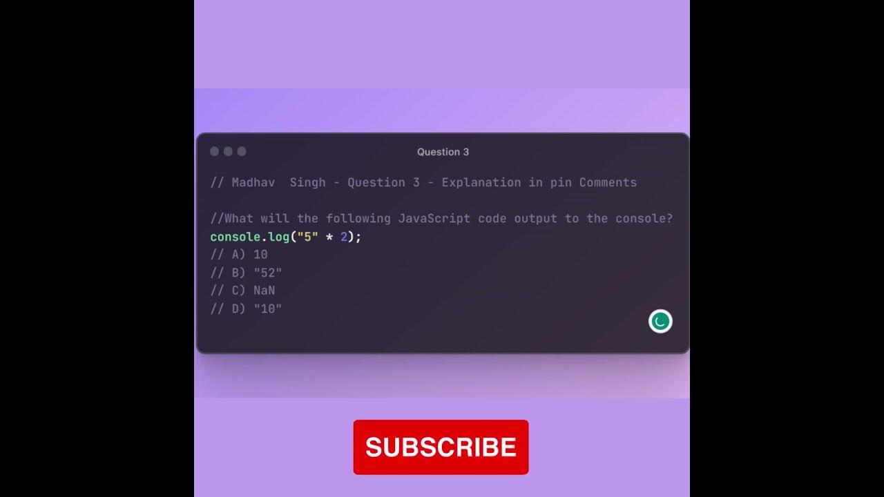 Guess The Output In Javascript Problem 3 Question Code