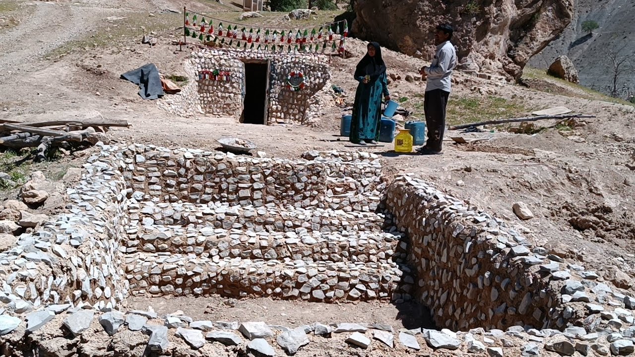 Making an extraordinary and attractive mineral step pool by a nomadic woman - YouTube