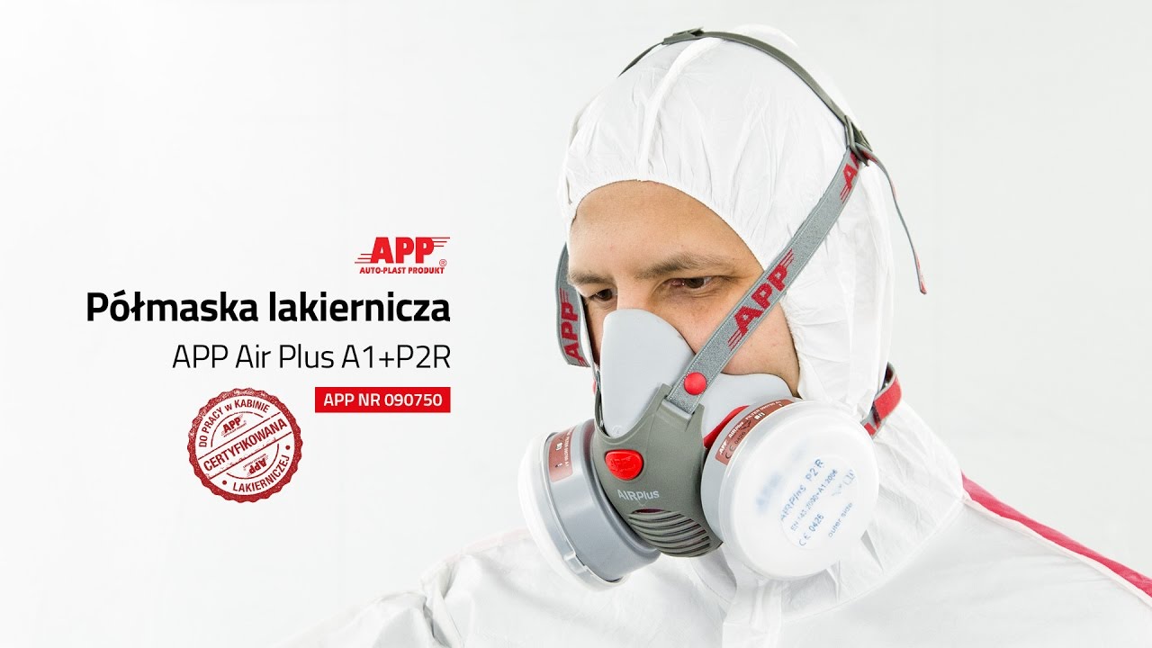 Półmaska lakiernicza APP Air Plus A1+P2R - YouTube