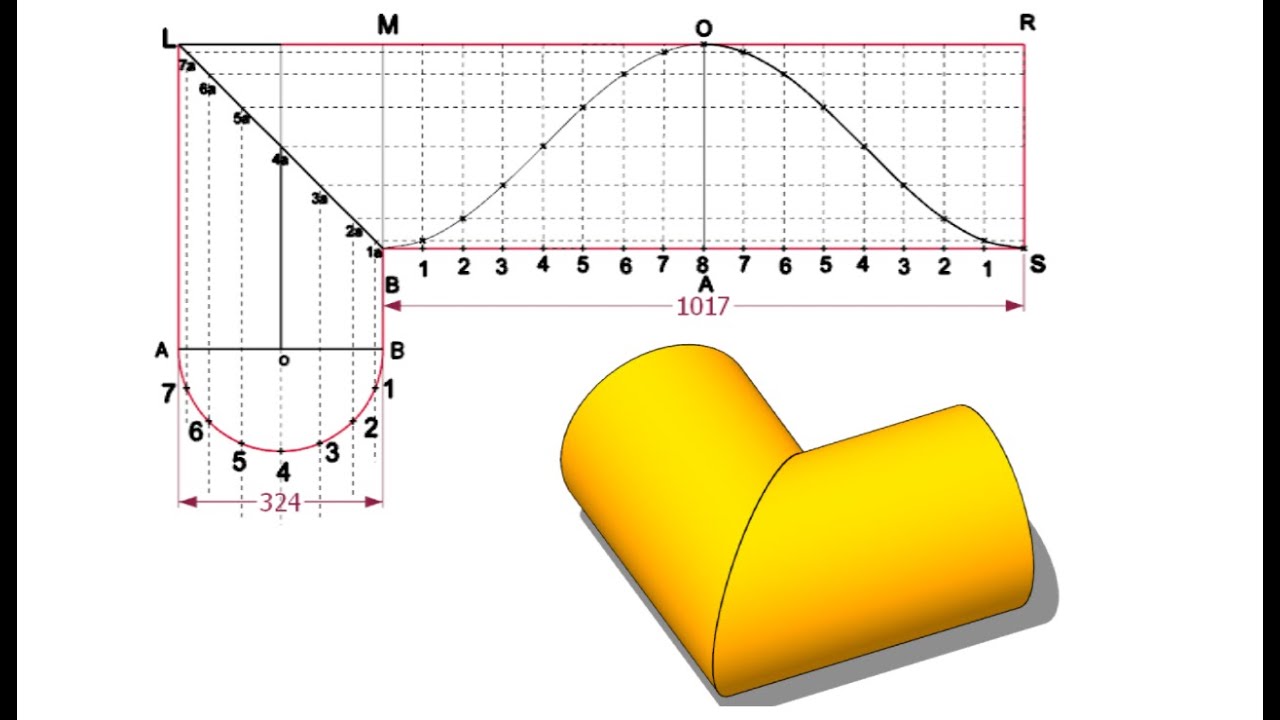 Pipe Single cut miter bend layout piping tutorial - YouTube