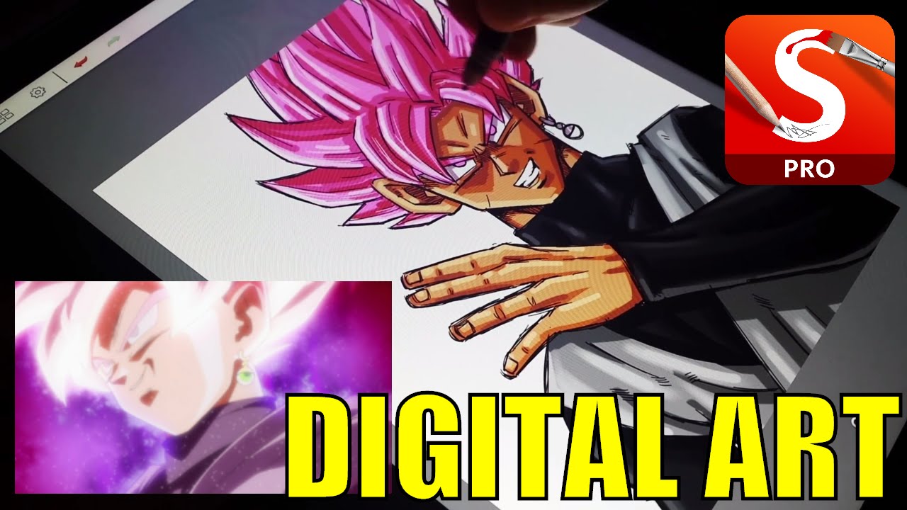 DIGITAL ART ☆ Drawing Black Goku SSJ Pink! - YouTube