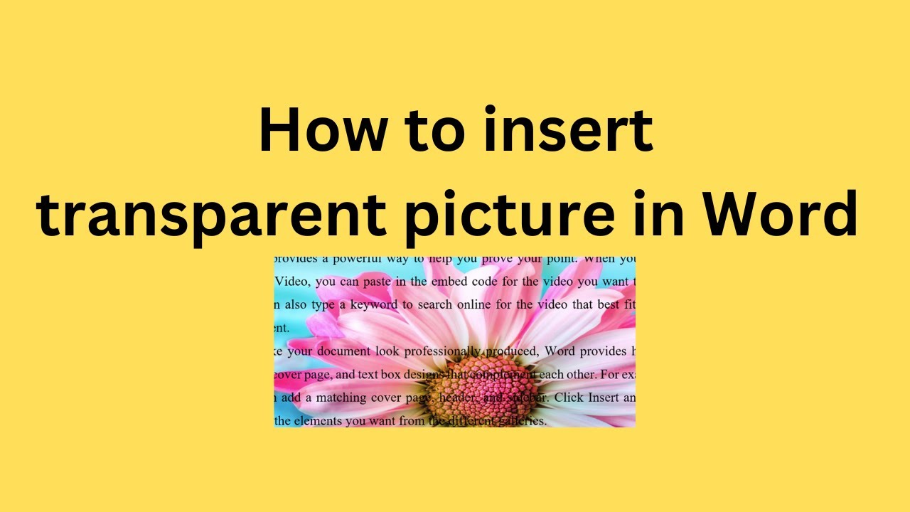 How to insert transparent picture in Word - YouTube