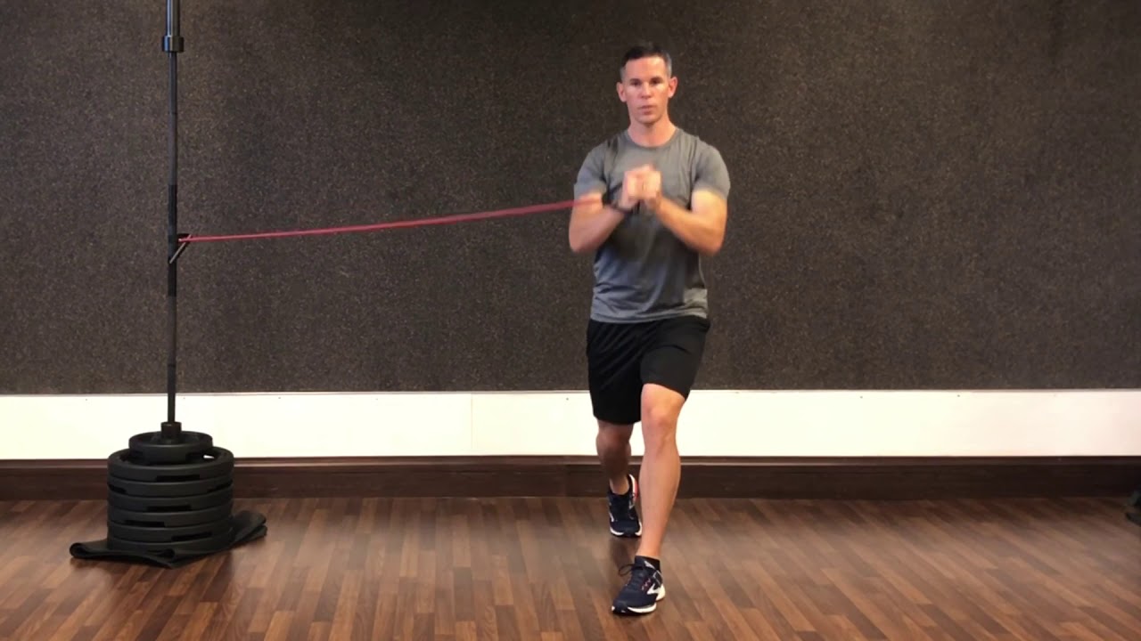 Resistance Band Split Squat to Pallof Press - YouTube