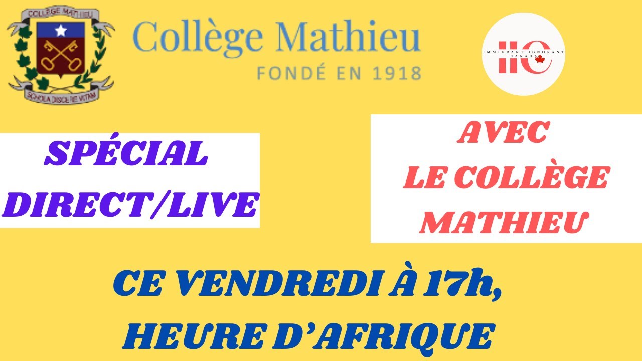 SPÉCIAL DIRECT/LIVE AVEC LE COLLÈGE MATHIEU AU SASKATCHEWAN - CANADA ...