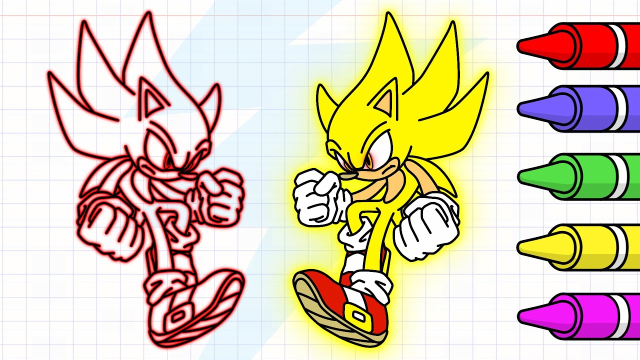 How to Draw Super Sonic Step by Step / Drawing Sonic Characters / Sweet ...