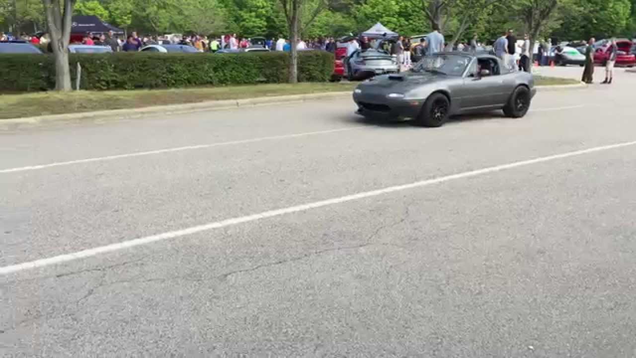 302 Swap NA Miata leaving Cars and Coffee Raleigh Grande 4/18/2015 ...