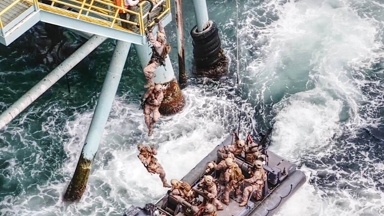 Marine Recon Camera Footage During Oil Platform Assault - YouTube