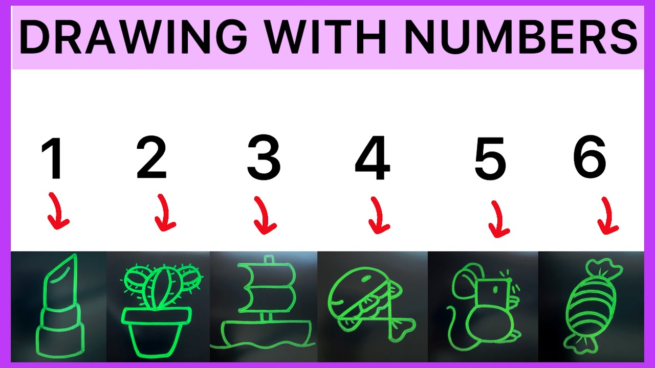 6 Creative Drawings Using Numbers 1 to 6 | Easy Art Ideas for Kids ...