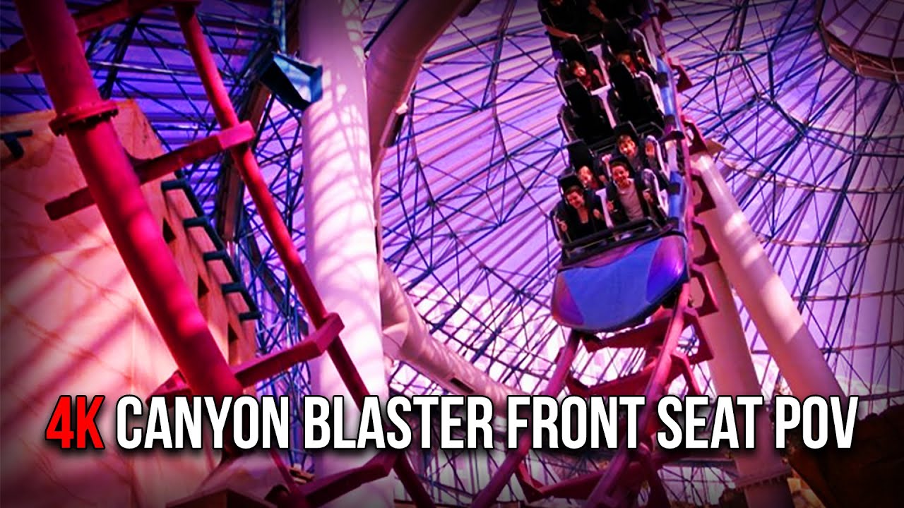 [4K] Adventure Dome: Canyon Blaster Roller Coaster - Front Seat POV ...