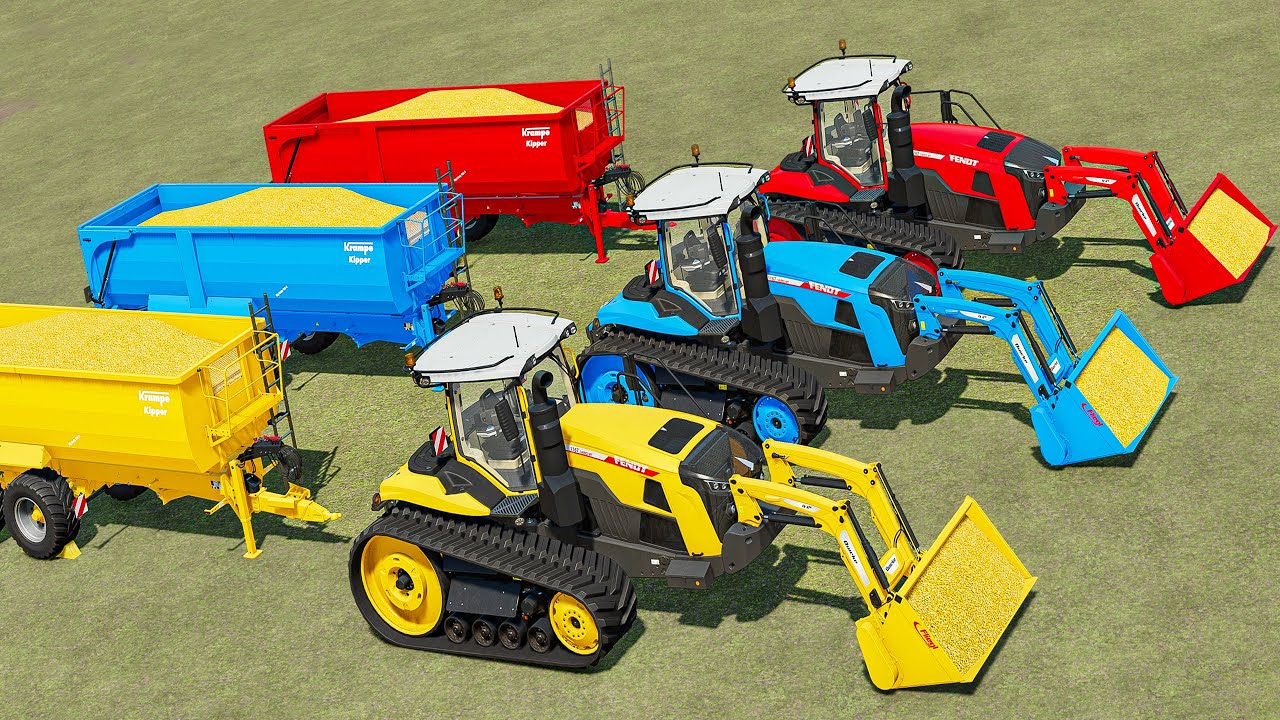 LOADER OF COLORS ! FENDT TRANSPORTING & CORN LOADING & SELLING with BIG ...