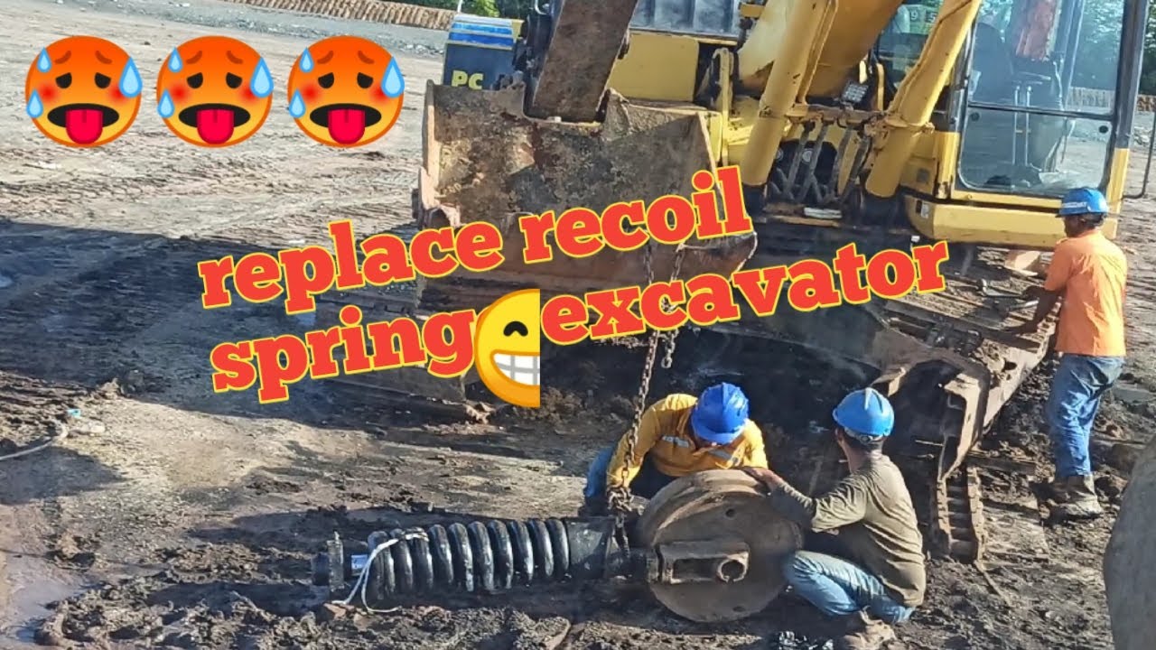 mengganti recoil spring excavator - YouTube