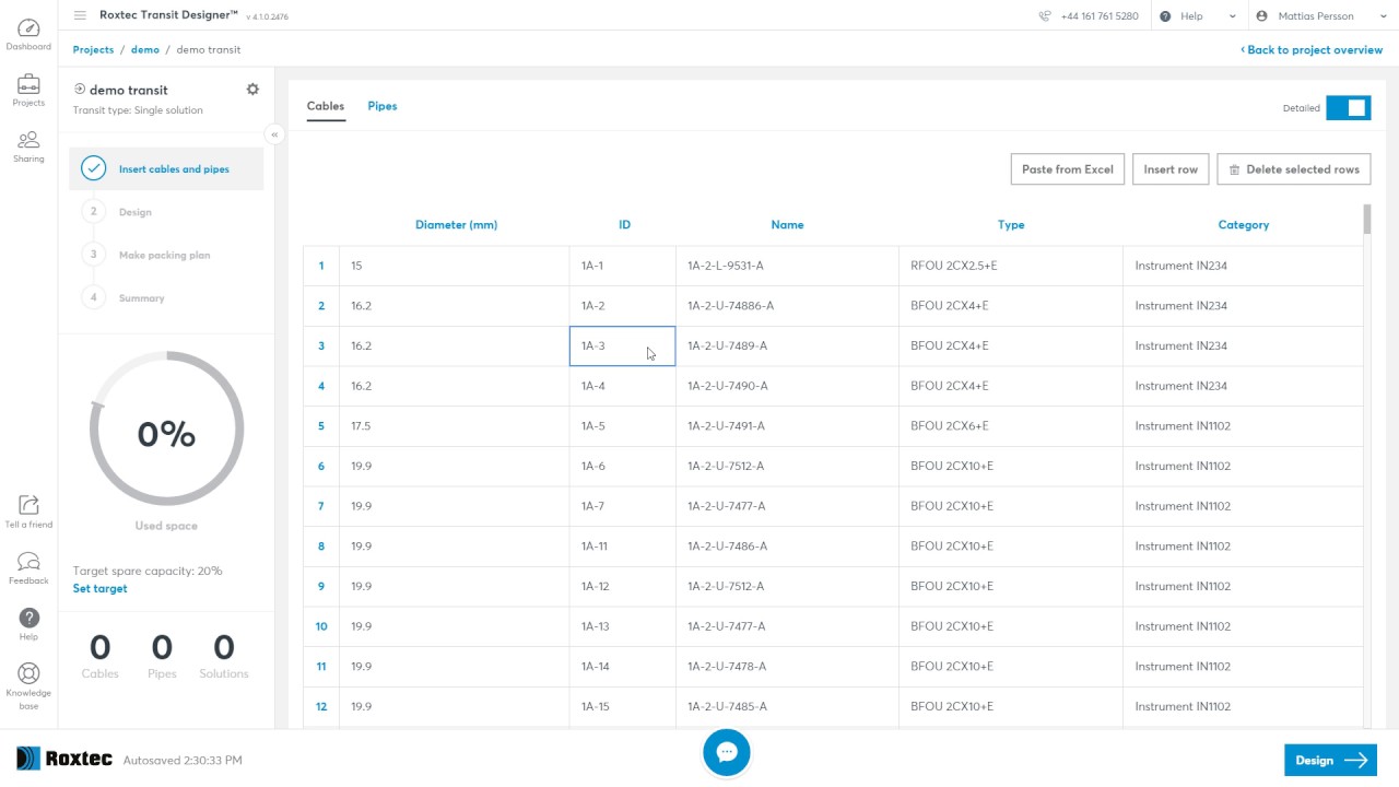 How to use the insert cables and pipes step in Roxtec Transit Designer ...