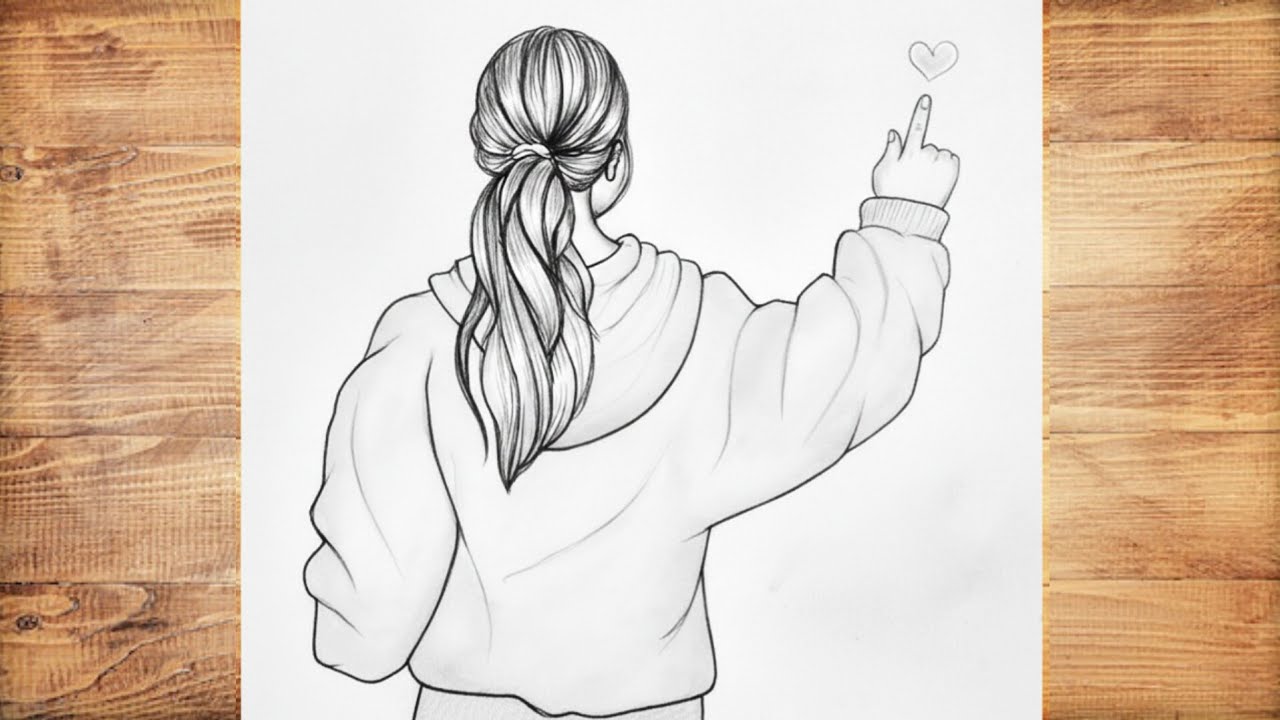 Aesthetic Girl Back Side Drawing Step by Step | Easy Pencil Sketch for ...