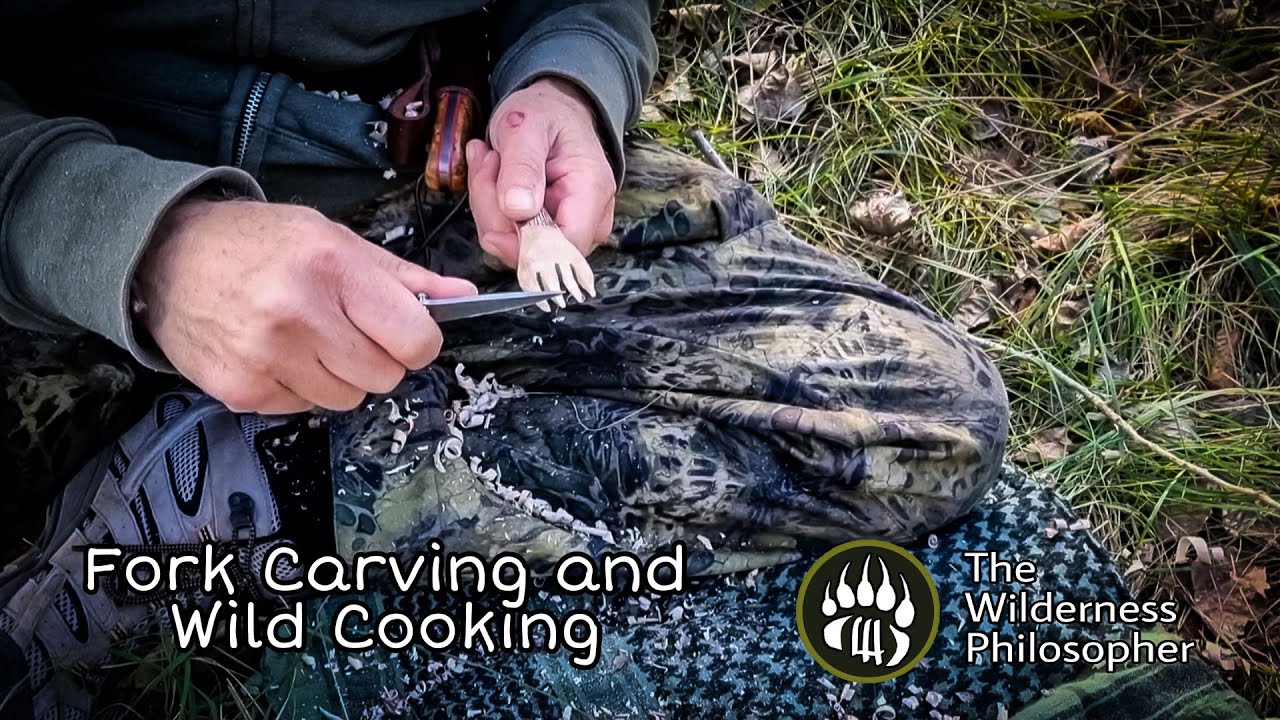 SOLO Bushcraft - Fork Carving - Bush Cooking - Wilderness Relaxation ...