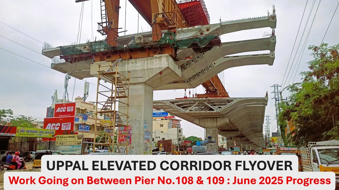 Uppal Elevated Corridor Flyover: Work going on between Pier No.108 ...