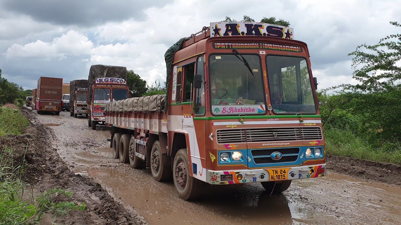 18 टायर ट्रैलर और TN Anna truck - YouTube