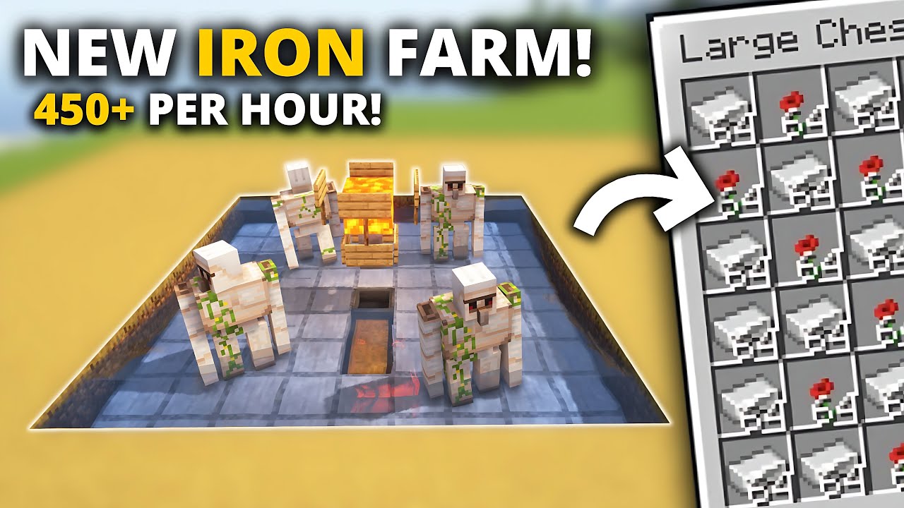 Minecraft NEW Iron Farm in 1.21+ NEW DESIGN - 450+ P/H! - YouTube