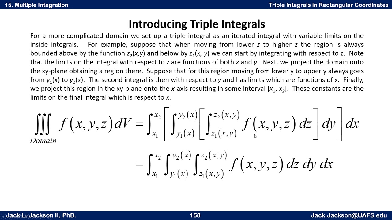 Calculus 15.16 Triple Integrals in Rectangular Coordinates - YouTube