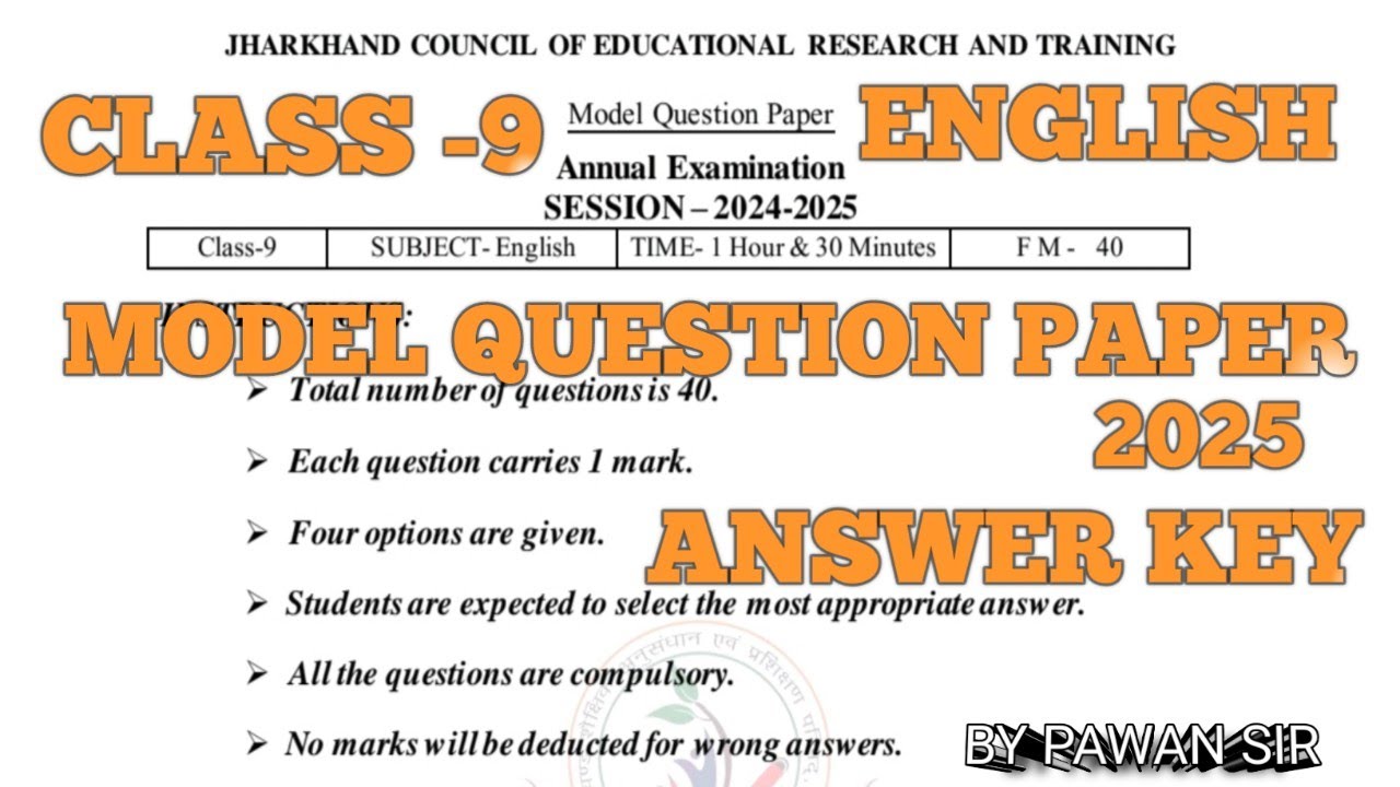 Class 9 English Model Question paper 2025 Answer key ll important ...