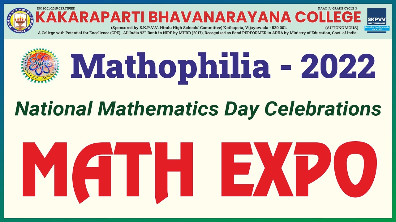 MATH EXPO MATHOPHILIA - 2022@ K.B.N. COLLEGE, VIJAYAWADA-1 - YouTube