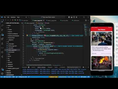 Demonstration of news application using news api by running flutter ...
