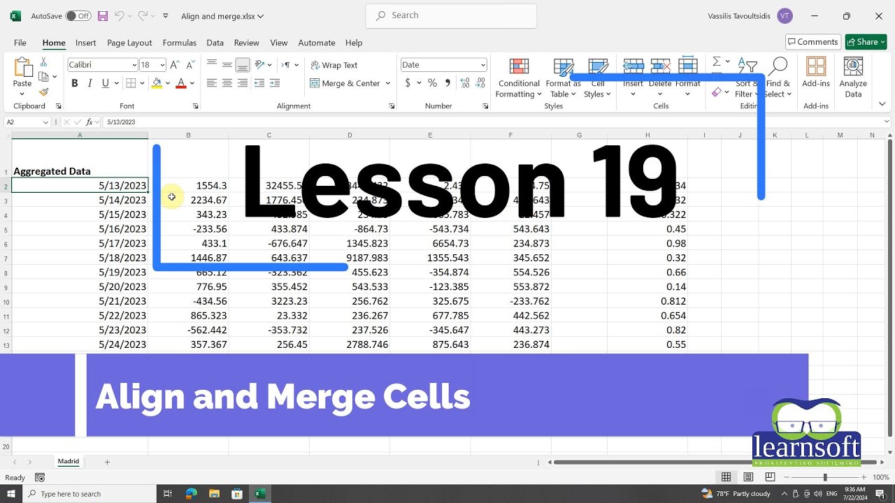 19. Align and Merge Cells in Excel - YouTube
