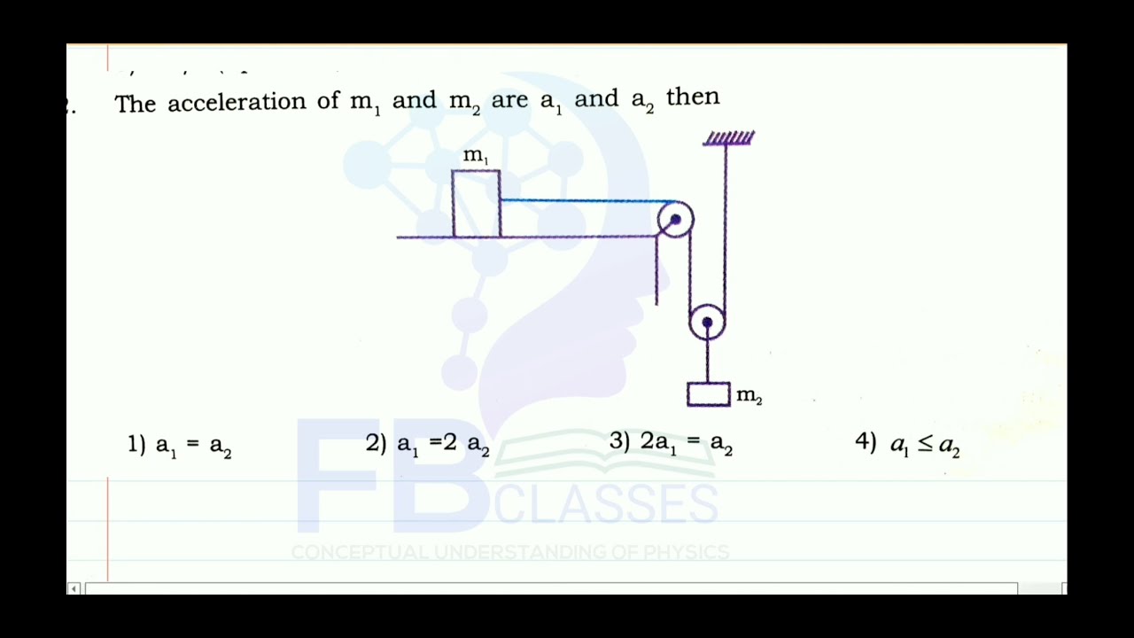 The acceleration of m1 and m2 are a1 and a2 then - YouTube The acceleration of m1 and m2 are a1 and a2 then - YouTube