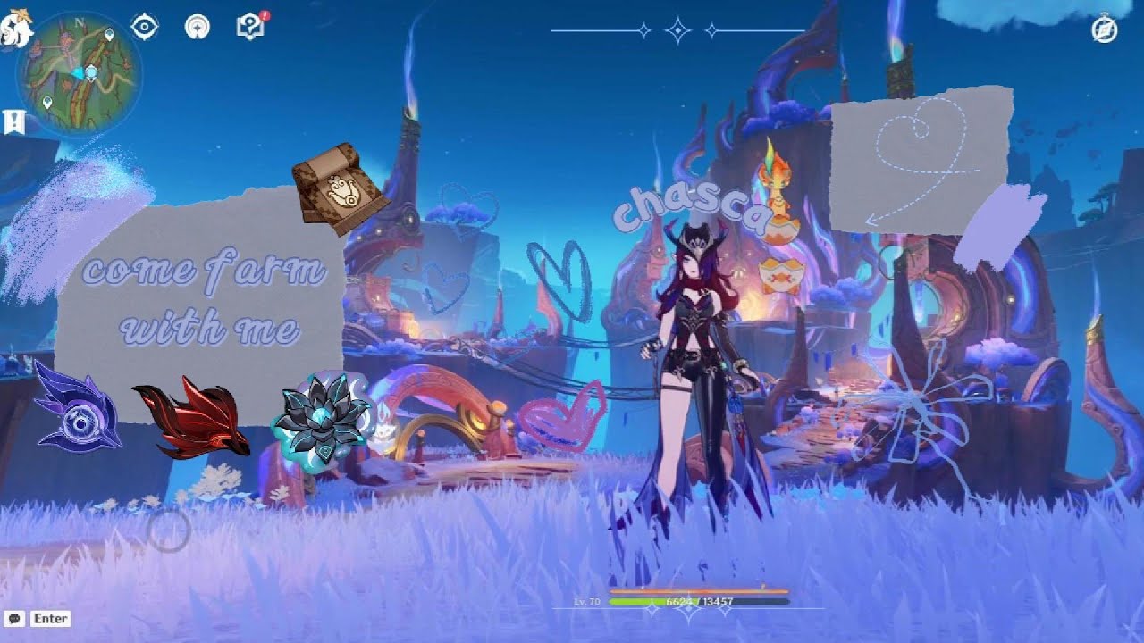 building & farming for chasca｜chill genshin impact gameplay ★˚ ༘♡ ⋆ ...