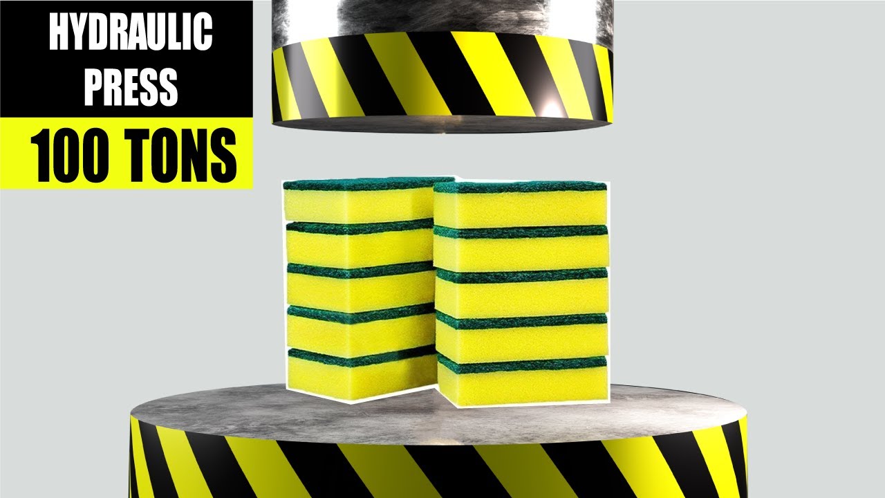 Hydraulic Press vs Scrub Sponge with 100 tons #hydraulicpress - YouTube
