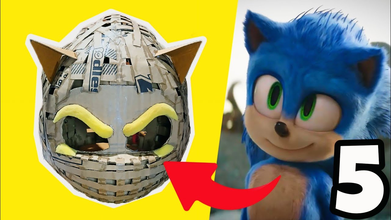 How to Make Sonic The Hedgehog Head with Cardboard | DIY Sonic Costume ...