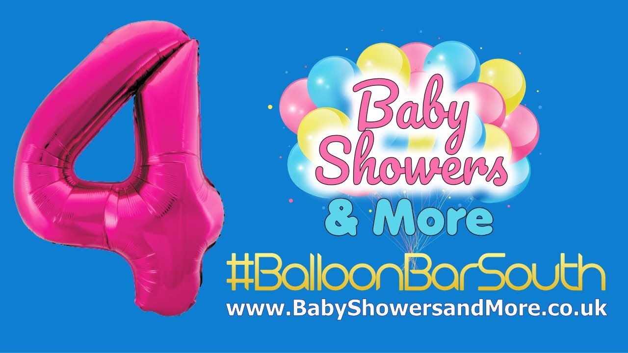 Hot Pink Number 4 Balloon, 34" Giant Number Birthday Balloon from Baby ...