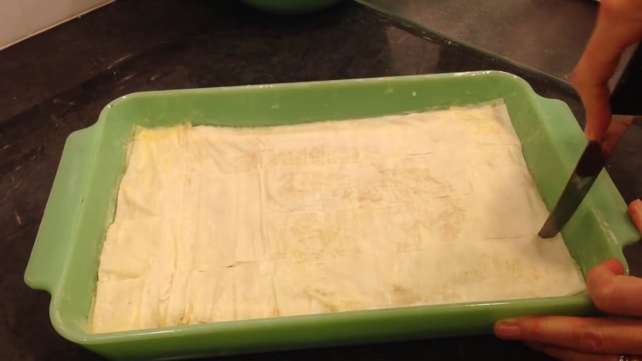 Baklava Cutting before cooking - YouTube