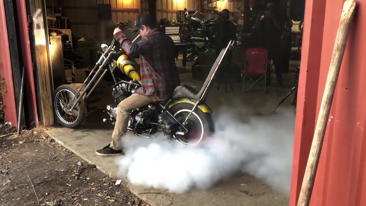 Yamaha virago chopper (epic burnout) - YouTube