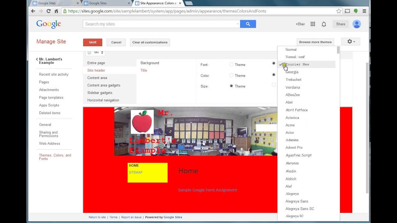Google Sites: Change Format and Colors - YouTube