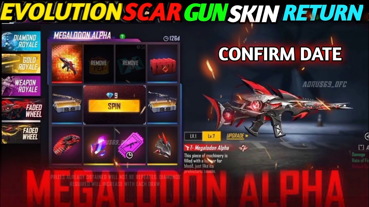 Evolution Scar gun skin return | Confirm date | New event Free Fire ...