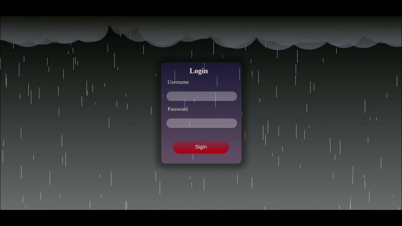 animated raining background login page using HTML,CSS and javascript for code see in description ...
