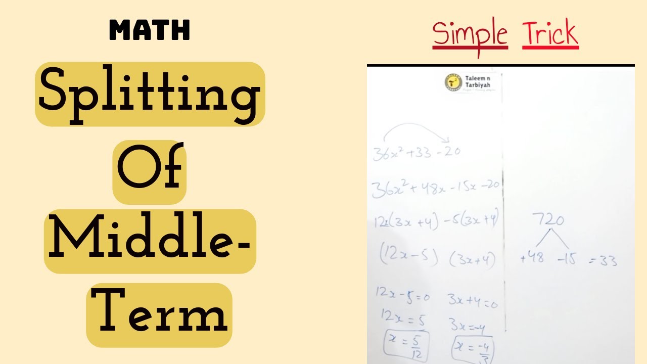 Middle-Term Break By Simple Trick | Quadratic Equation | Math # ...