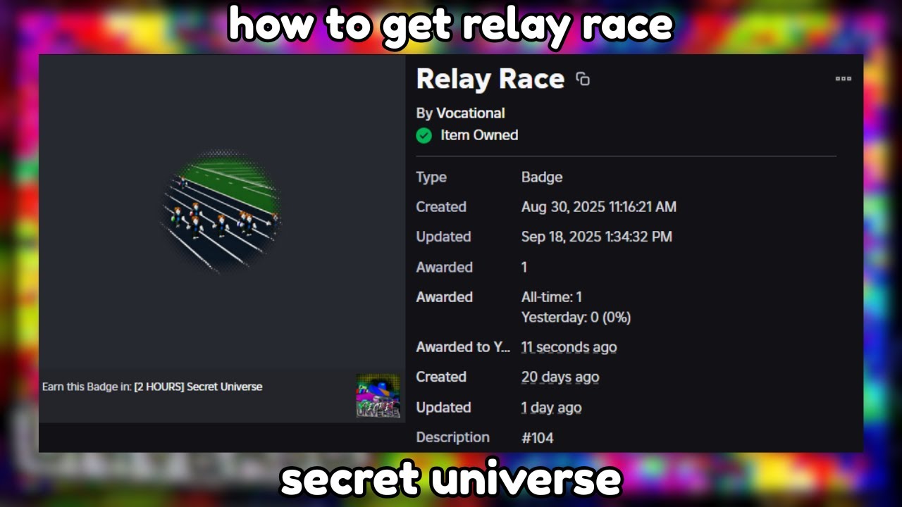 how to get relay race (secret universe roblox) - YouTube