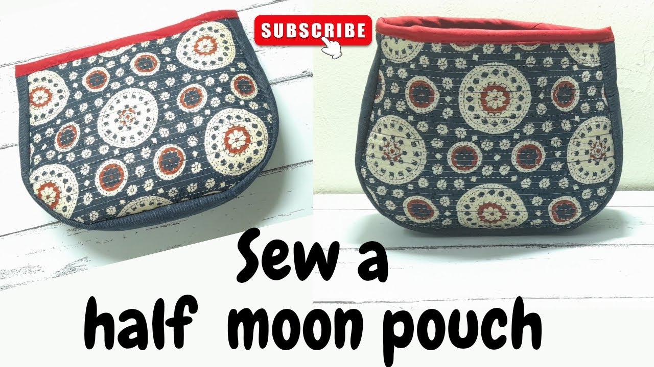 sew a fabric half moon pouch #fabric #diy #halfmoon - YouTube