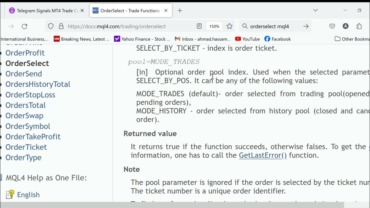 Mql4 Mql5 Course Orderselect Mql4 Function Youtube